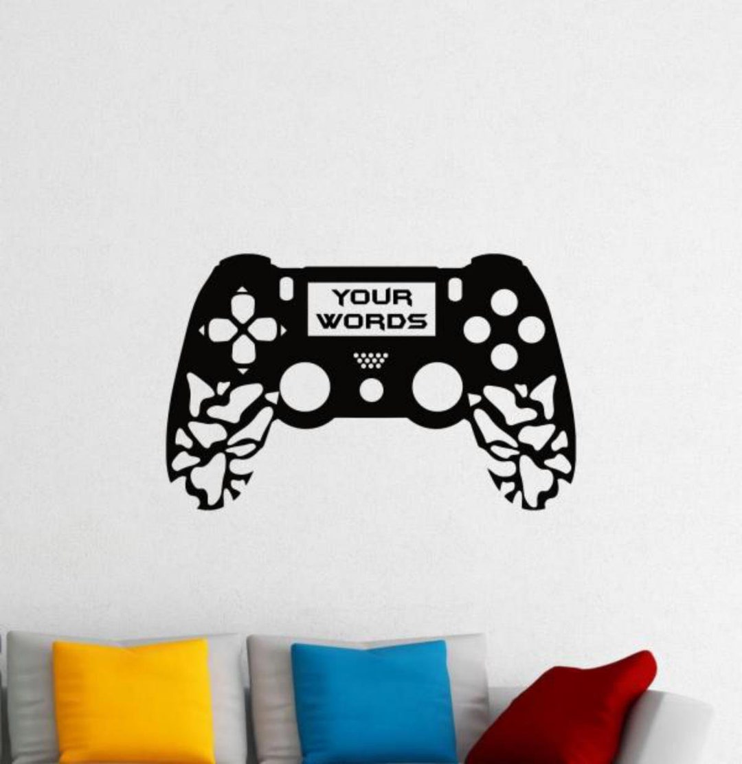 Custom Gamer Wall Decal Vinyl Sticker Personalized Name Controller Tag ...
