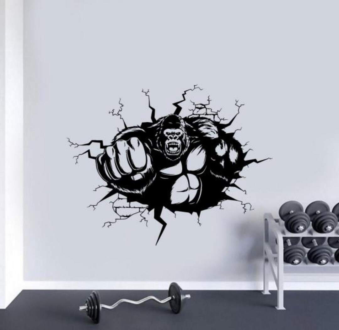 Gorilla Wall Decal Vinyl Sticker Gorilla Gym Decor Sign Fitness Wall ...