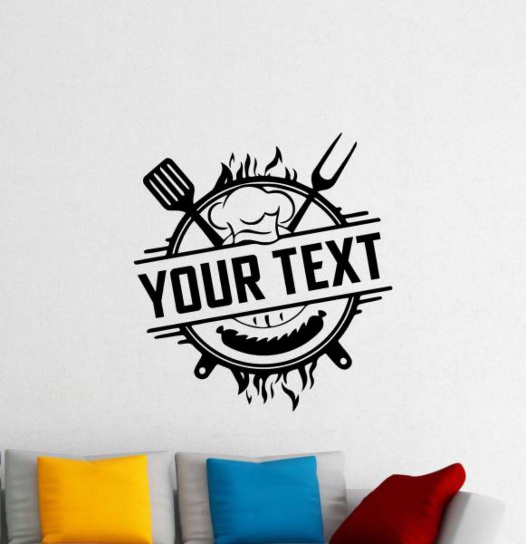 Custom BBQ Wall Decal Sign Vinyl Sticker Personalized Decor Cooking ...