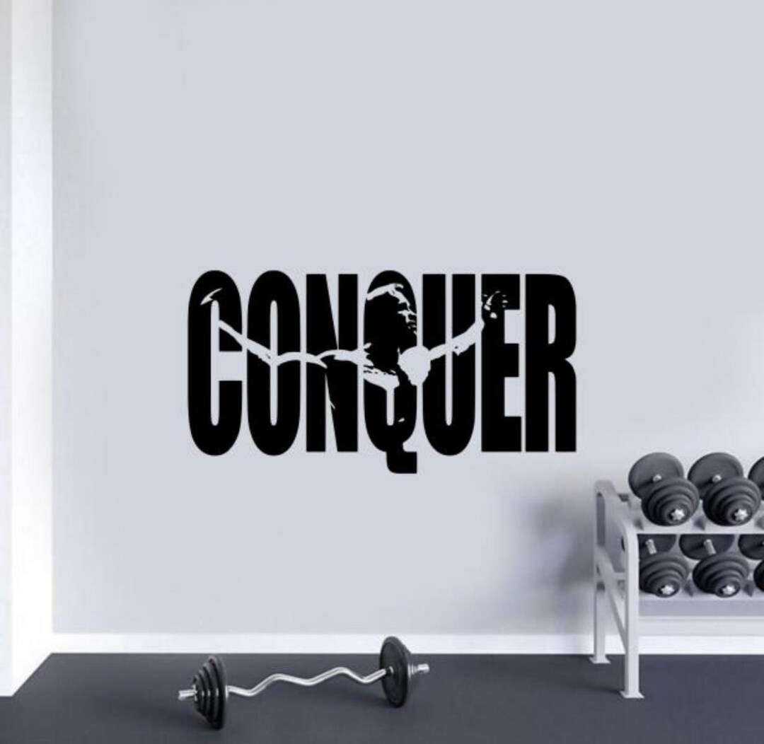 Conquer Wall Decal Arnold Schwarzenegger Vinyl Sticker Gym Decor Sign ...