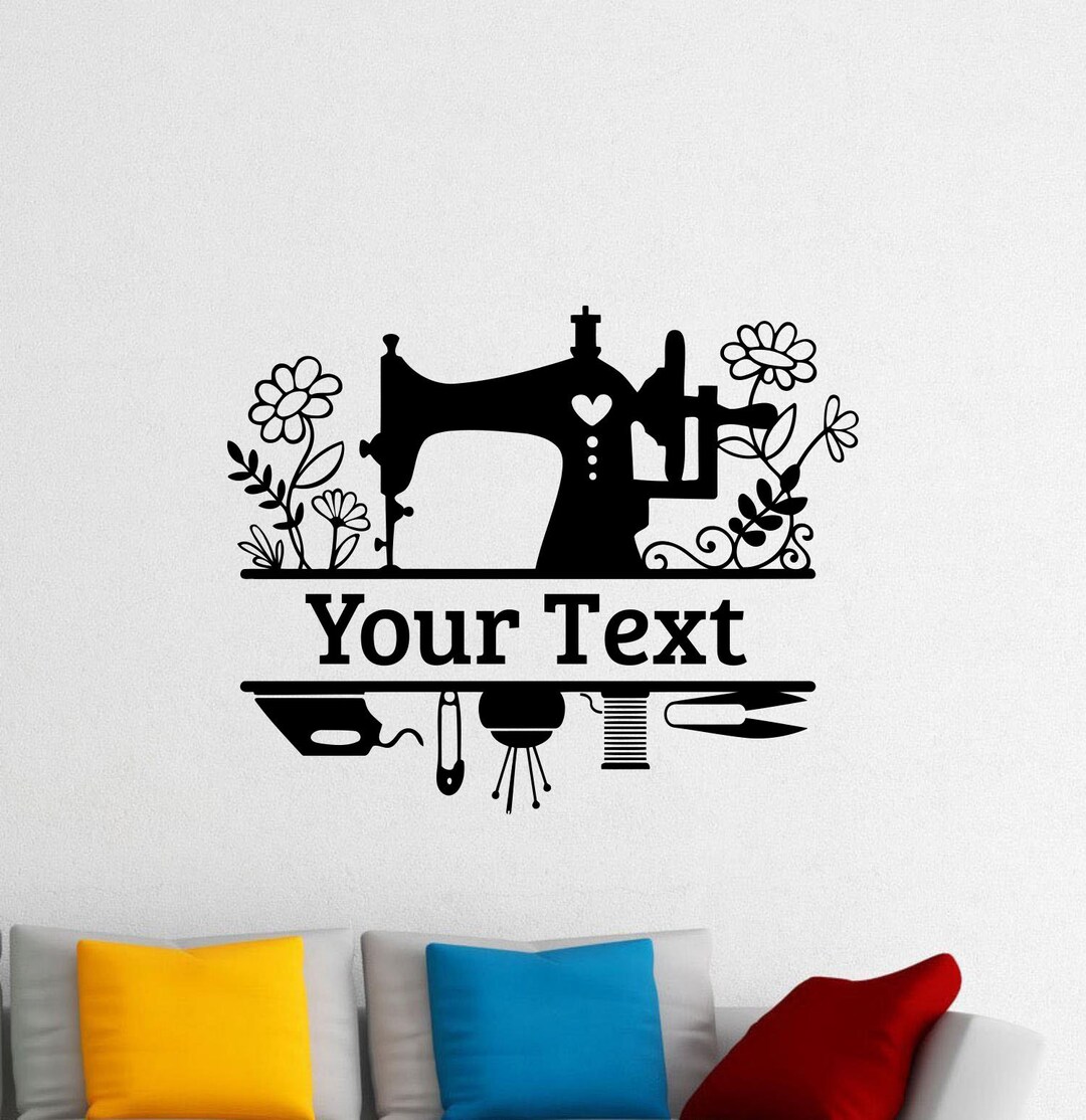 Personalized Sewing Wall Decal Vinyl Sticker Sewing Room Custom Sign ...
