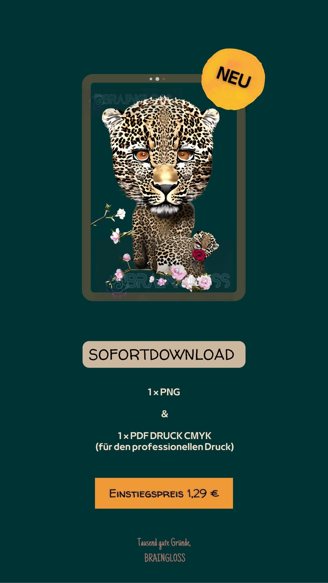 Leopard Wall Mural Instant Download Digital Downloads Leopard Artwork ...