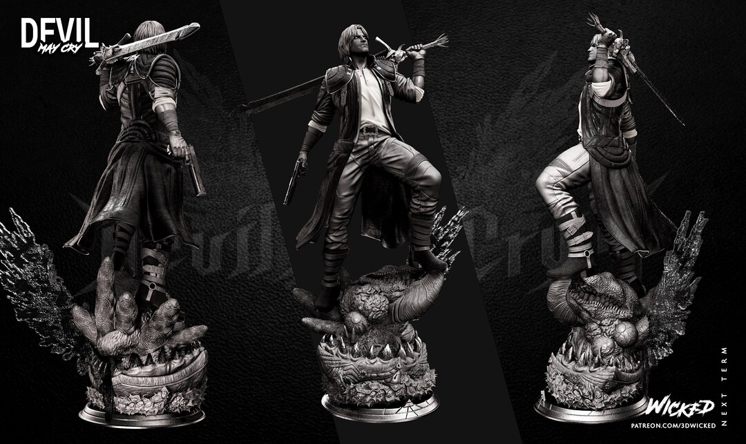 Estatua 3D de Fan Art de Dante Devil May Cry - Etsy México