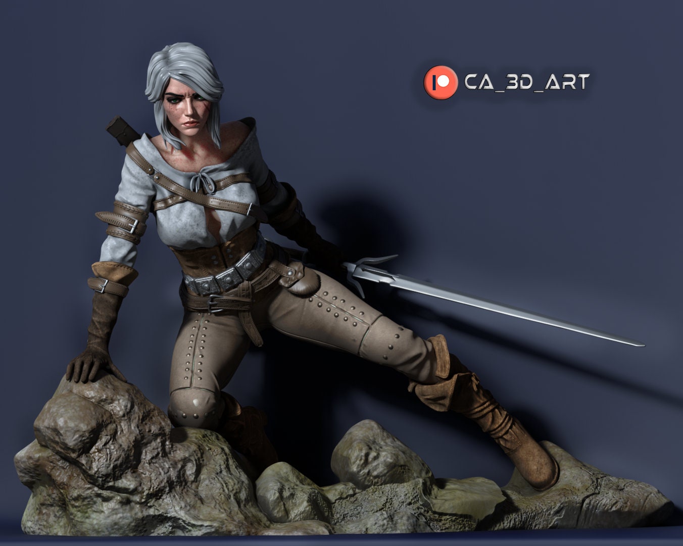Ciri the Witcher Fan Art 3D Statue - Etsy
