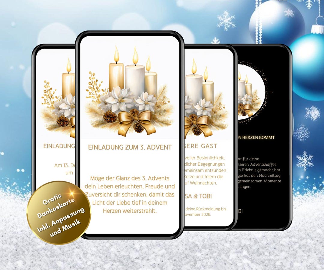 Digital Invitation 3rd Advent, Advent Party Invitation, Advent Coffee ...