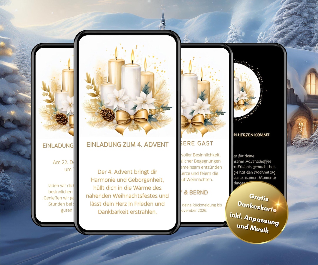 Digital Invitation 4 Advent, Advent Party Invitation, Advent Coffee ...