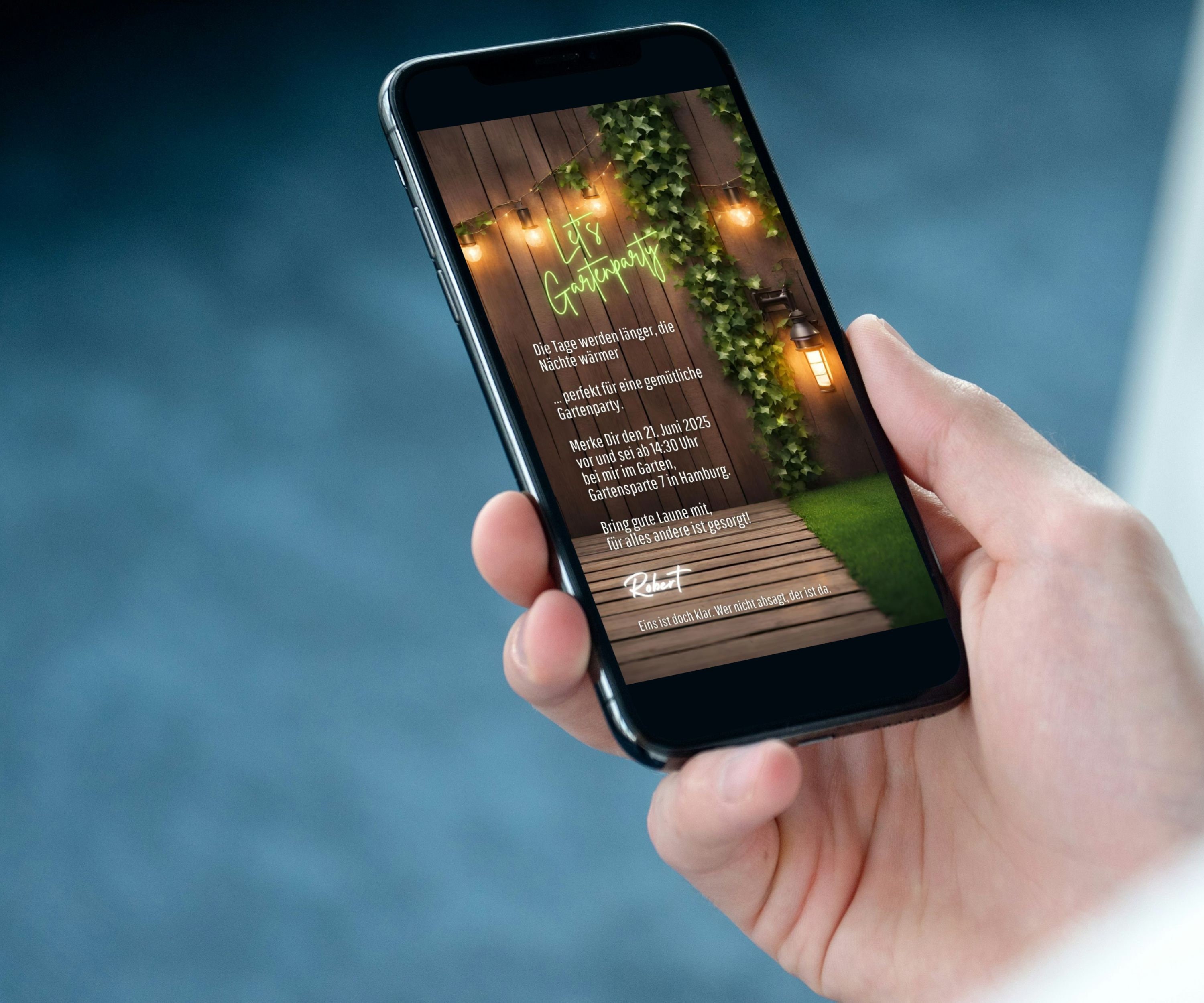Digital Invitation Garden Party Rustic With Ivy Tendril | Whatsapp ...