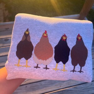 Embroidered Chicken Sweatshirt, Chicken Embroidered Sweatshirt, Chicken ...