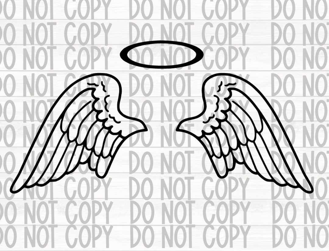 Angel Wings With Halo SVG, Angel Wings SVG - Etsy