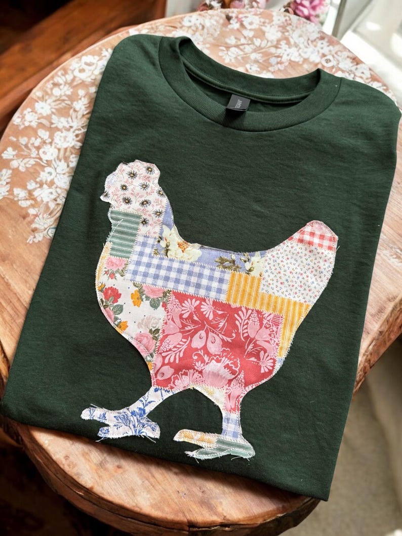Embroidered Chicken Shirt, Embroidered Chicken Tee, Chicken Tshirt - Etsy