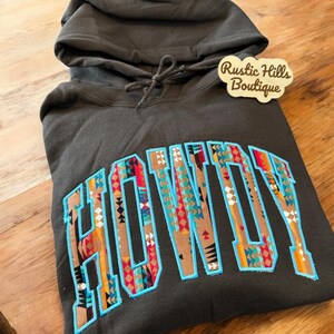 Howdy Aztec Embroidered Hoodie, Western Embroidered Sweatshirt - Etsy