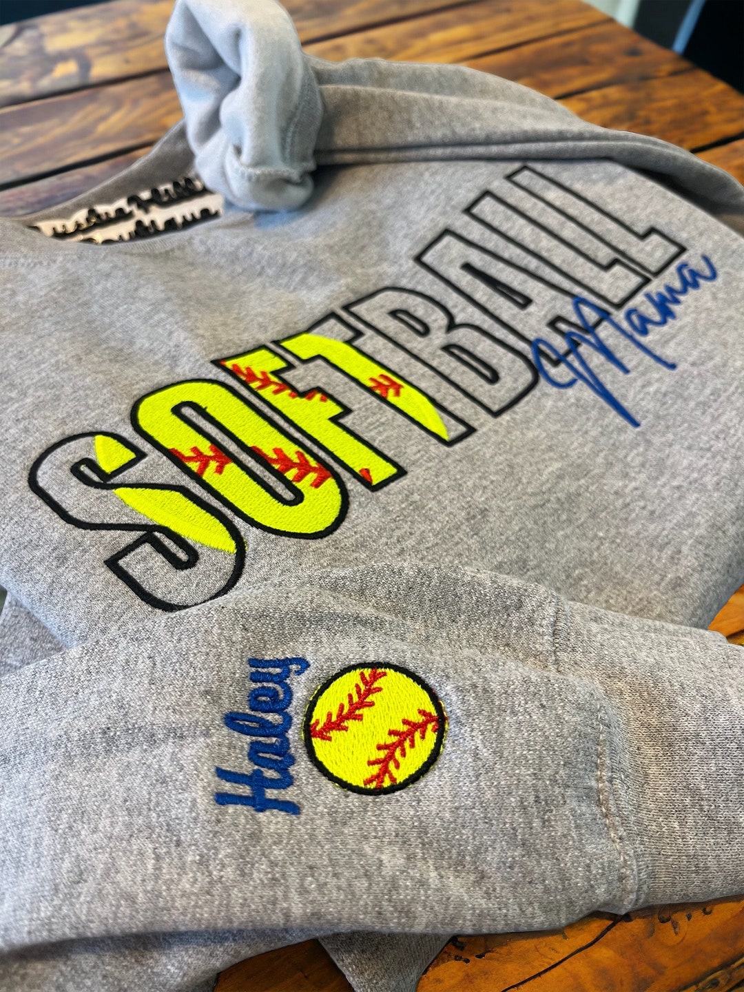 Embroidered Softball Sweatshirt, Softball Mama Embroidered Shirt ...