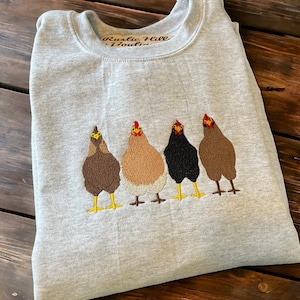 Embroidered Chicken Sweatshirt, Chicken Embroidered Shirt, Chicken ...