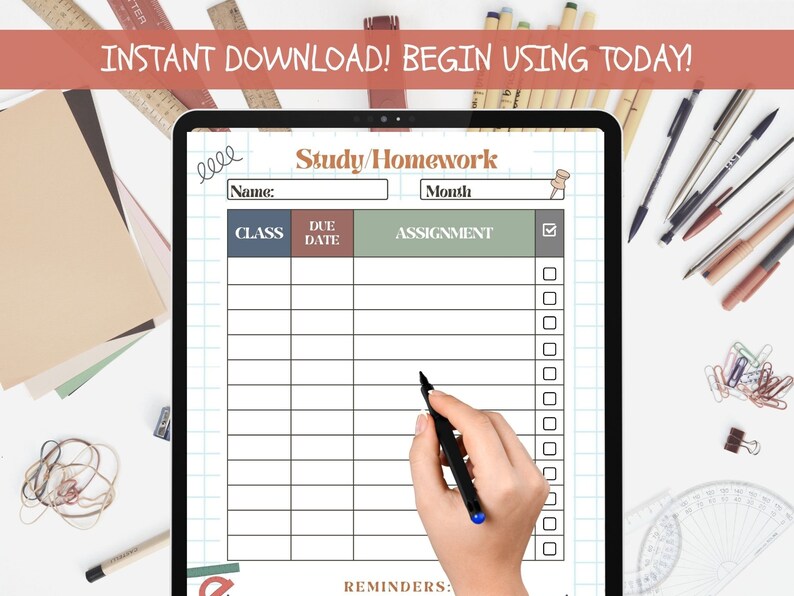Assignment Tracker, Assignment Printable List, Homework Tracker ...