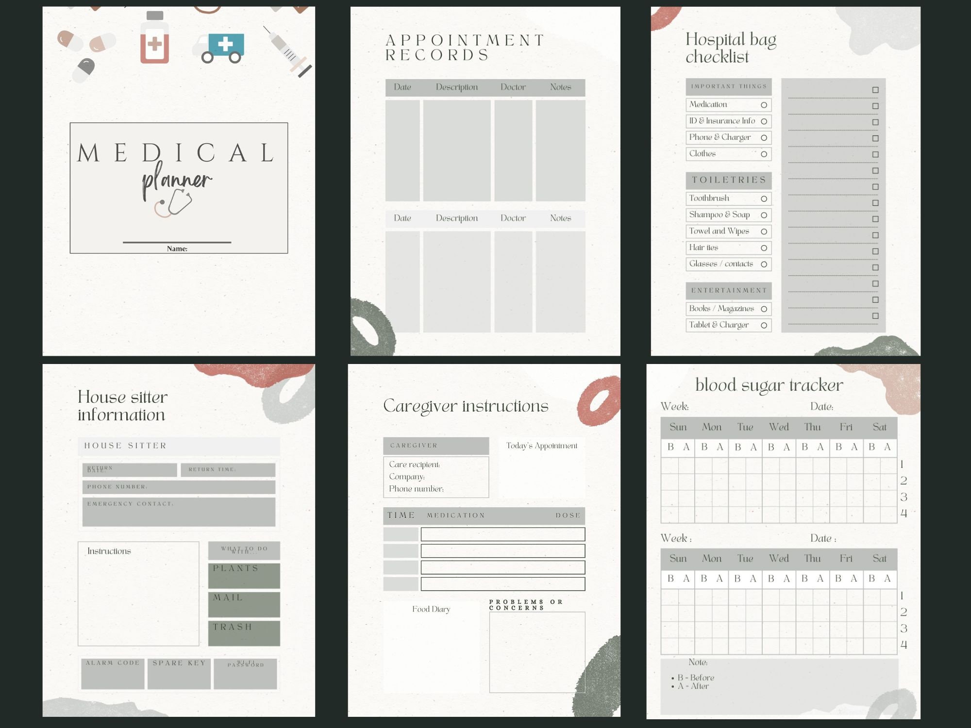 Medical Journal Health Tracker Printable Blood Pressure Habit Tracker ...
