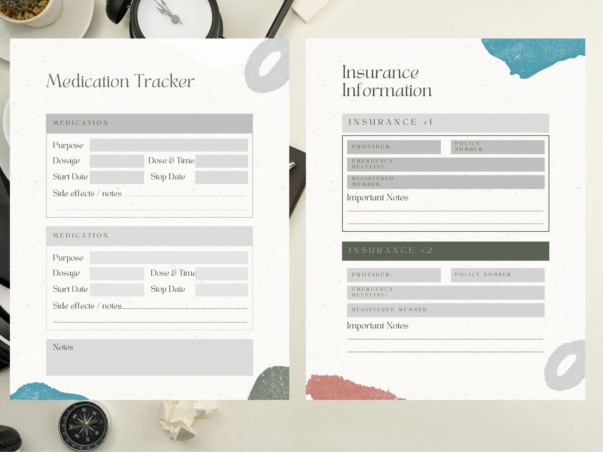 Medical Journal Health Tracker Printable Blood Pressure Habit Tracker ...