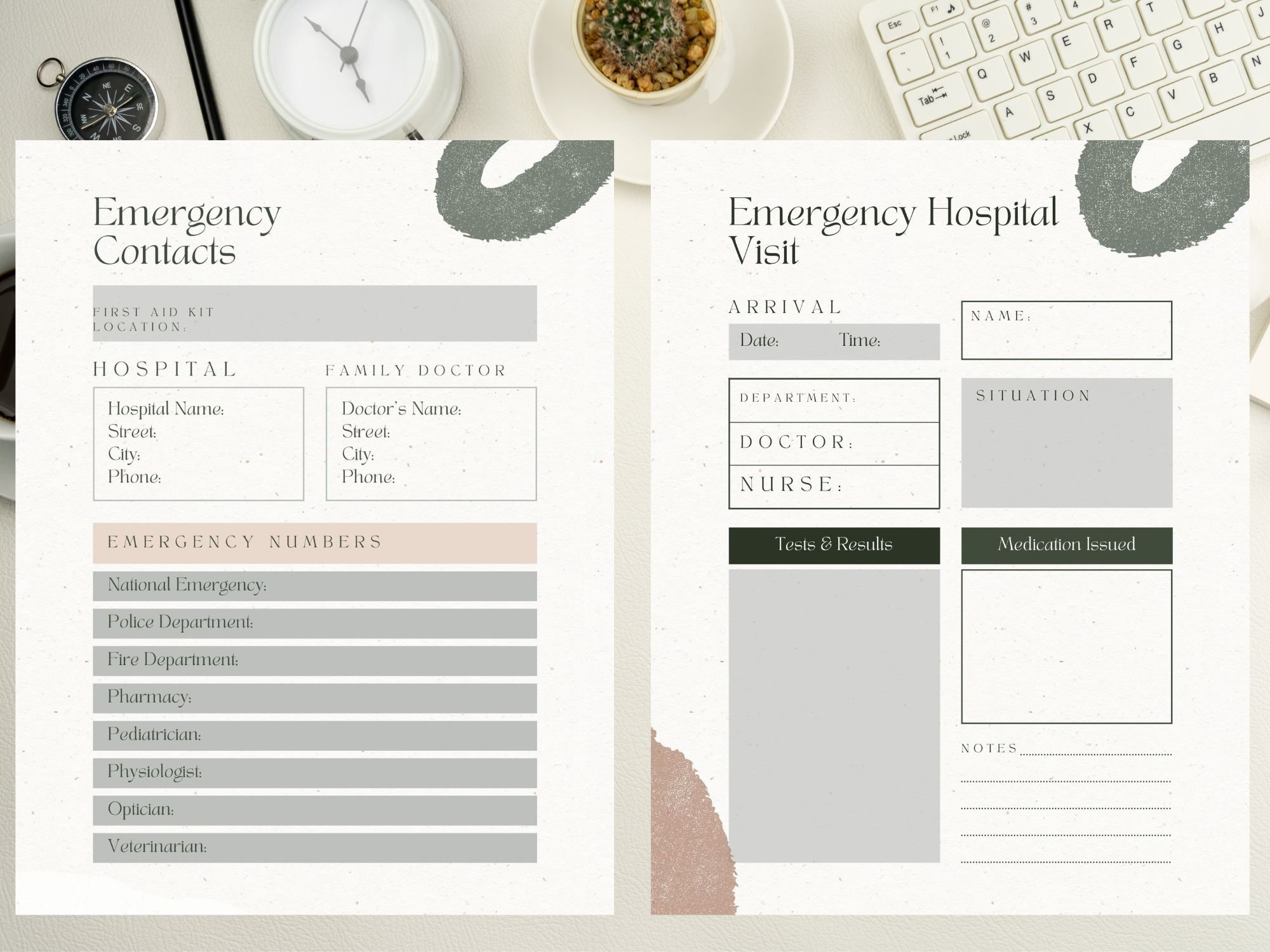 Medical Journal Health Tracker Printable Blood Pressure Habit Tracker ...