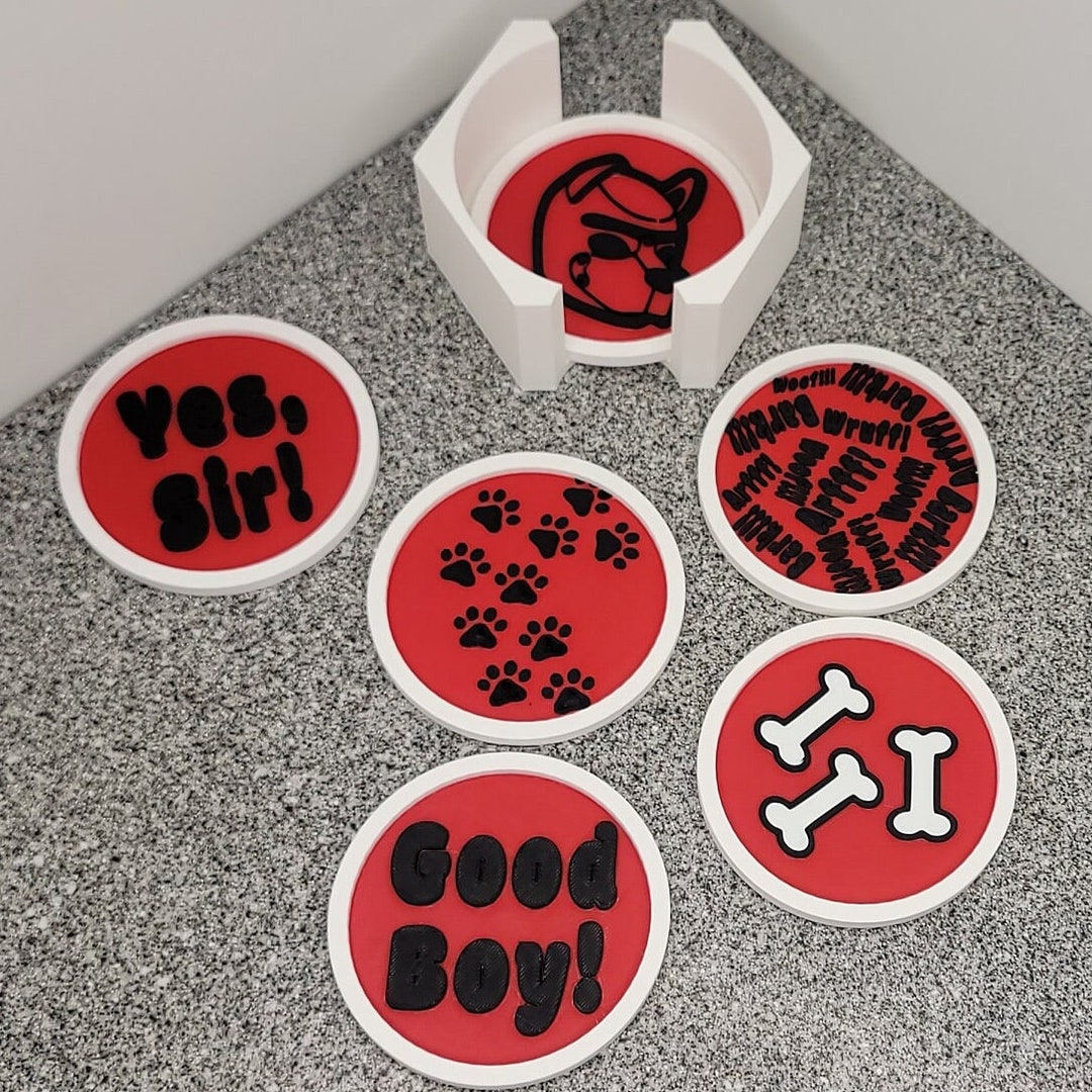 Puppy Play Drink Coaster Sets With Holder Customizable Eco-friendly PLA ...
