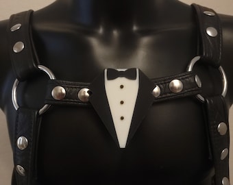 TRINITY INDIGO BLUE Handmade Genuine Iridescent Leather Chest/breast ...