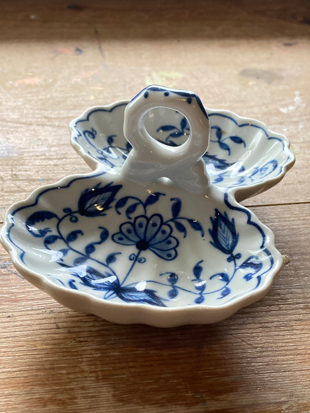 Blue and White Trinket Dish Made in Thailand - Etsy