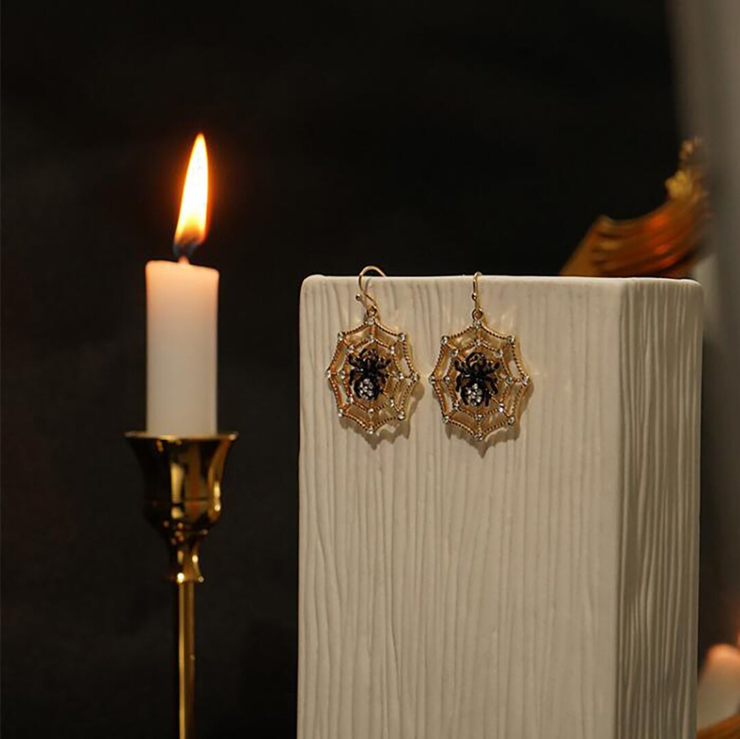 Crystal Spider Drop Earrings Fabulous Crystal Spider Web - Etsy