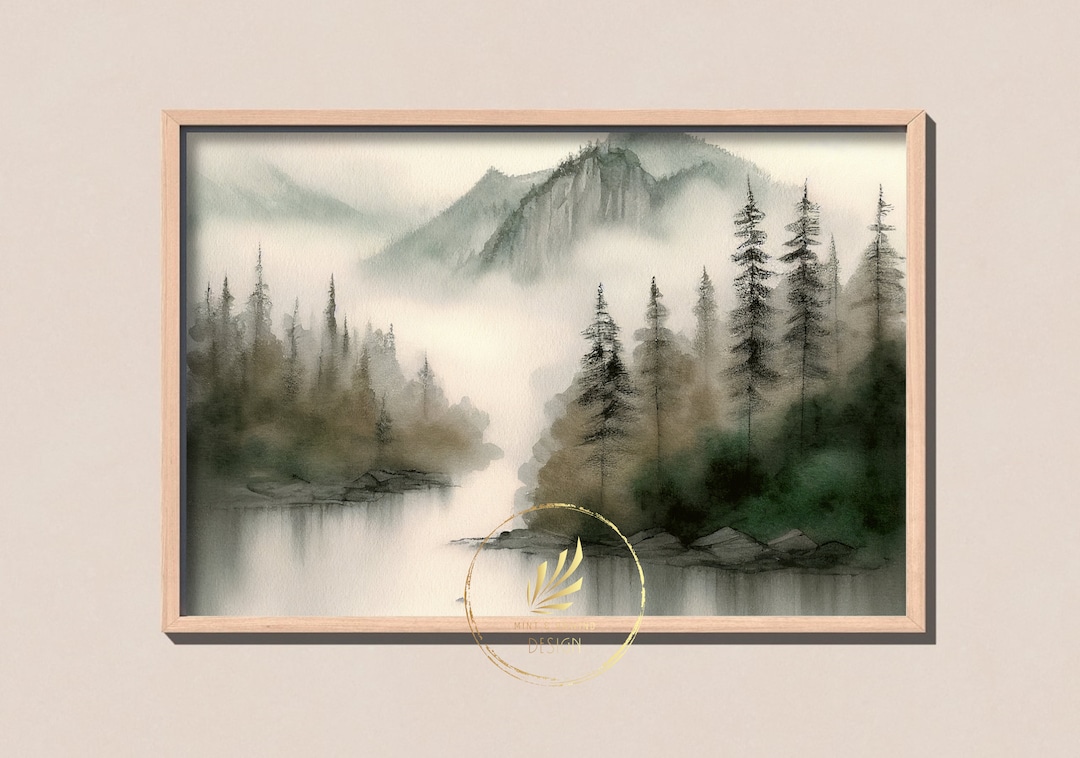 Mountainscape, Digital Printable Wall Art, Art Print, Watercolor ...