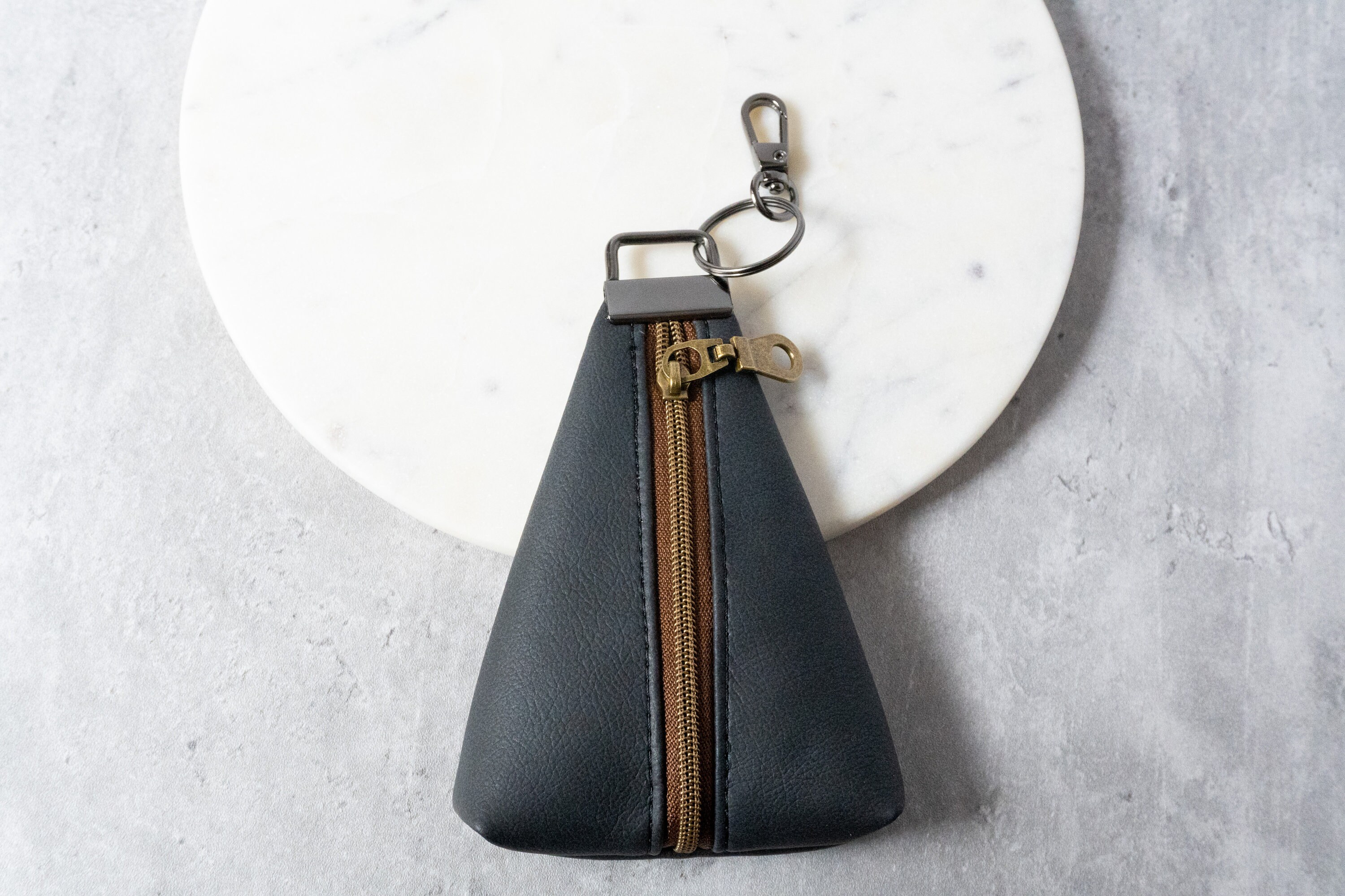 Triangle Vegan Leather Keychain Pouch Coin Purse Keychain - Etsy