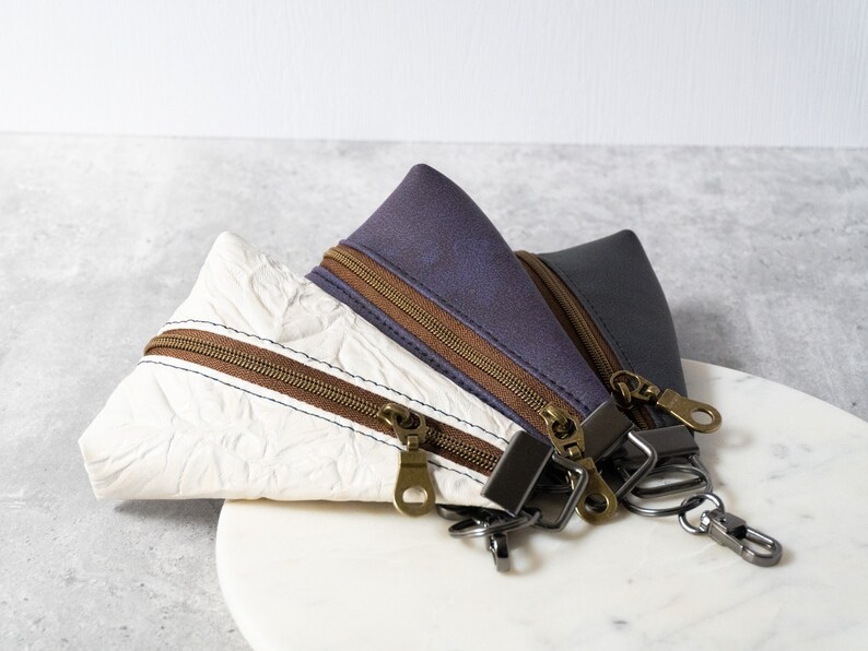Triangle Vegan Leather Keychain Pouch Coin Purse Keychain - Etsy