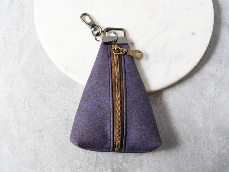 Triangle Vegan Leather Keychain Pouch Coin Purse Keychain - Etsy