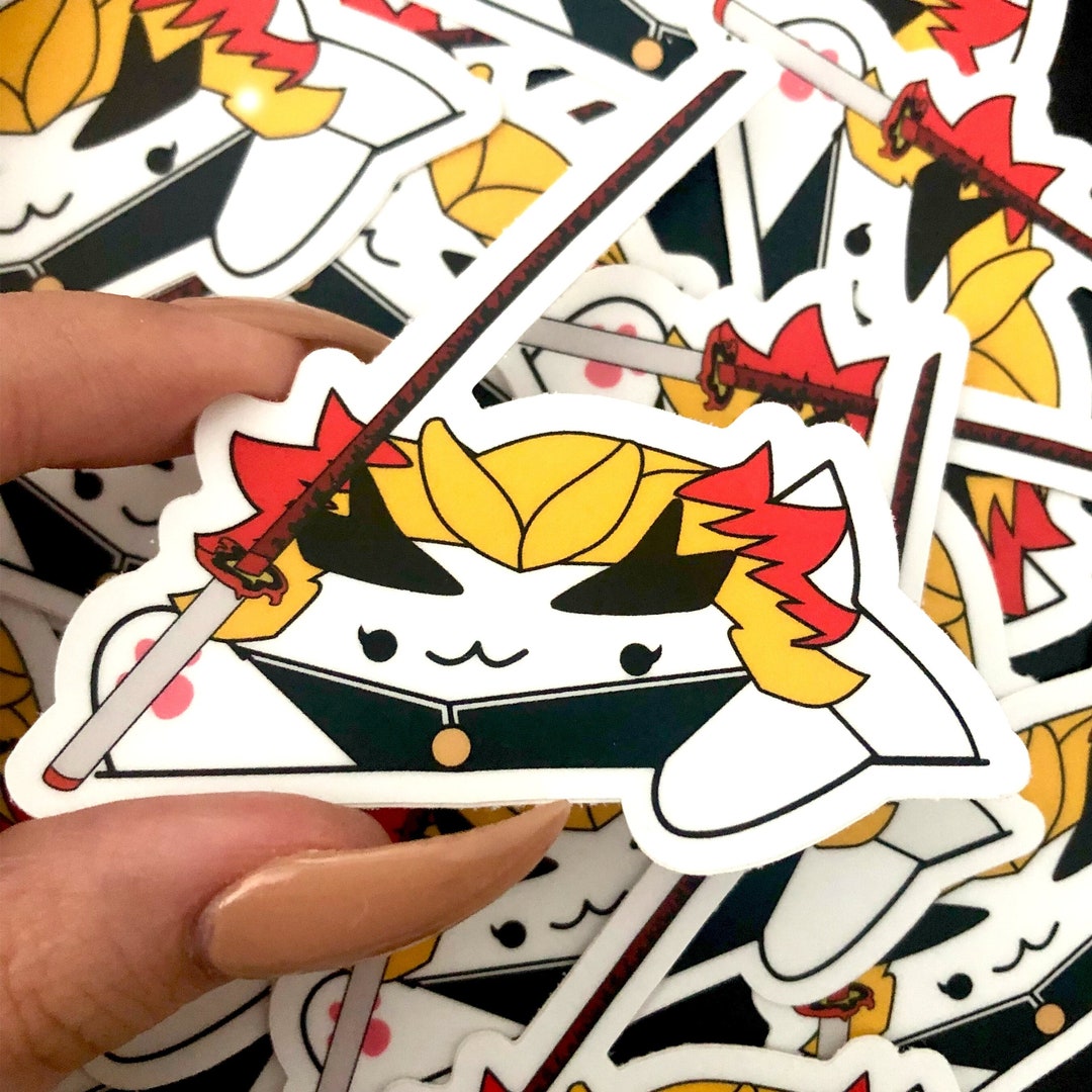 Flame Pillar Hashira Cat Sticker - Etsy
