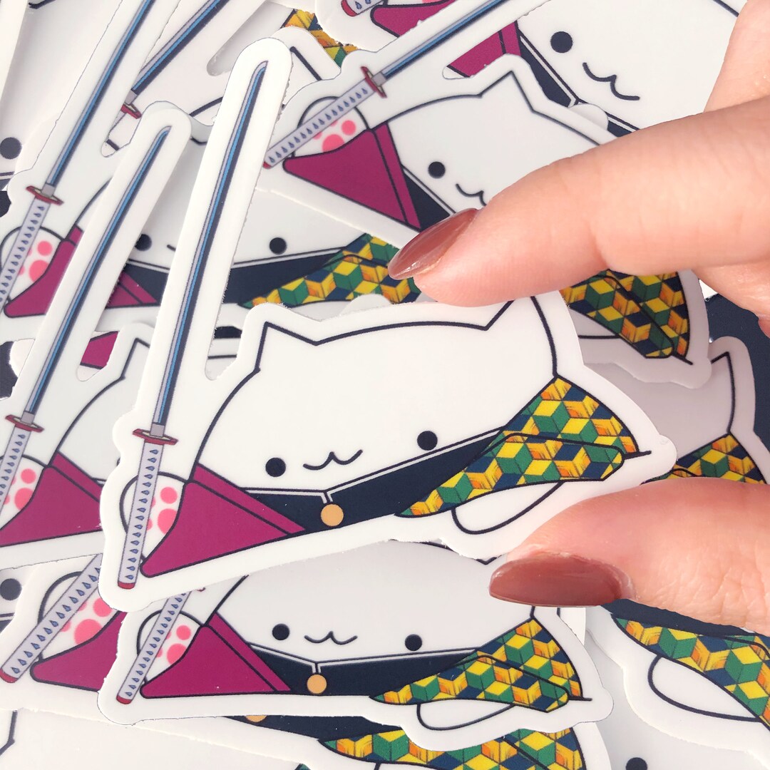 Water Pillar Hashira Cat Sticker - Etsy