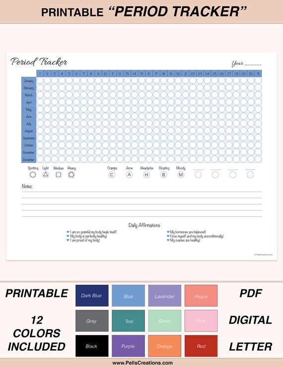 Period Tracker Printable Menstrual Cycle Planner Fertility - Etsy