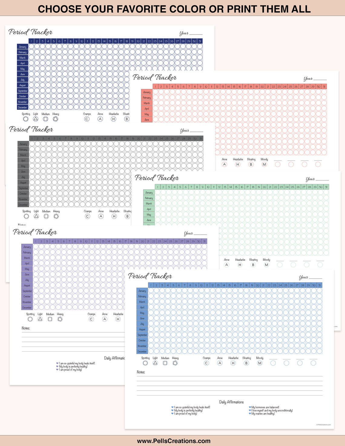 Period Tracker Printable, Menstrual Cycle Planner, Fertility Tracker ...