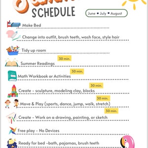Fun Kid’s Summer Schedule - Digital Download | Printable Daily Planner ...