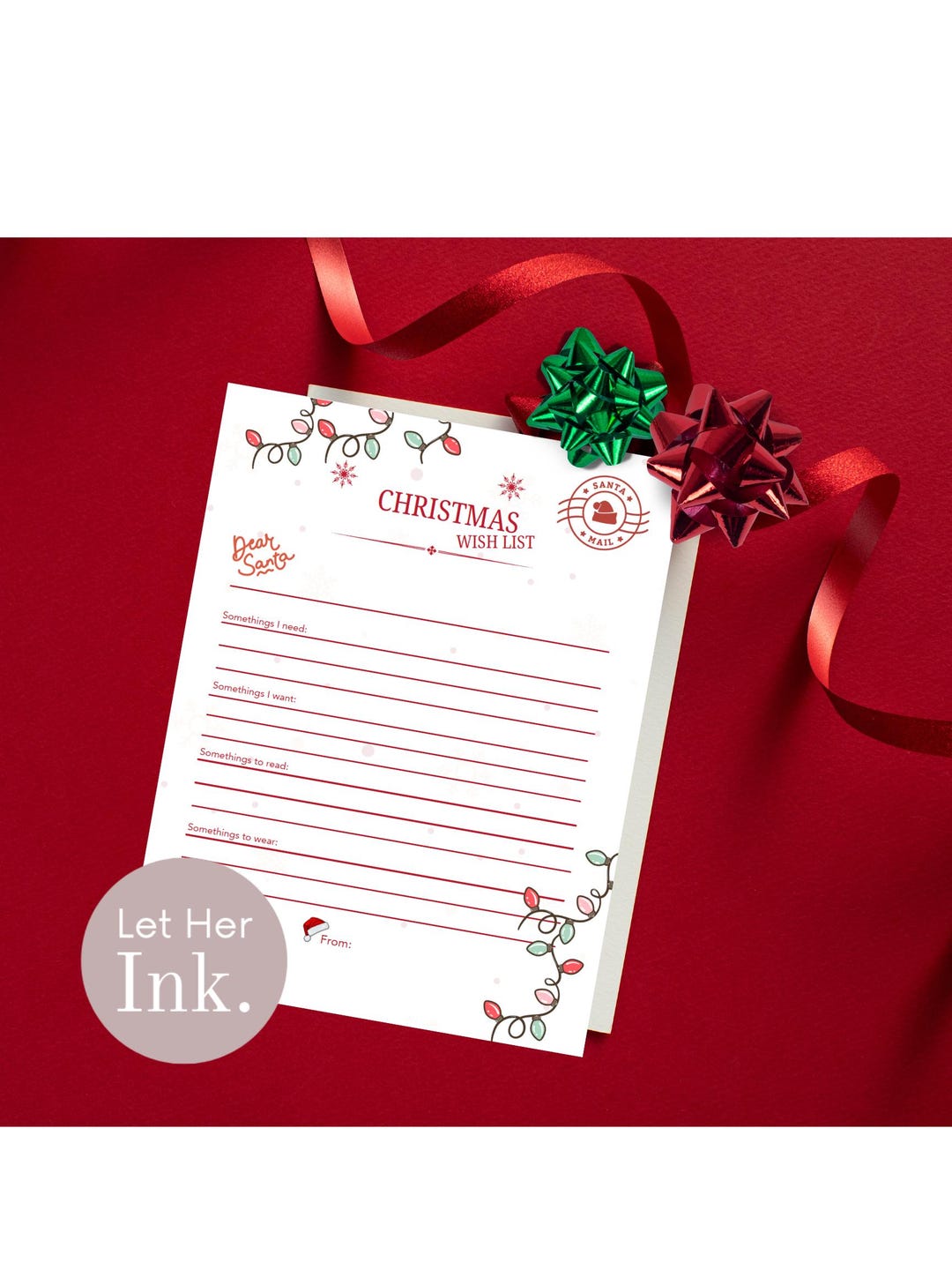 Printable Christmas Wish List for Kids | Dear Santa Letter Template ...