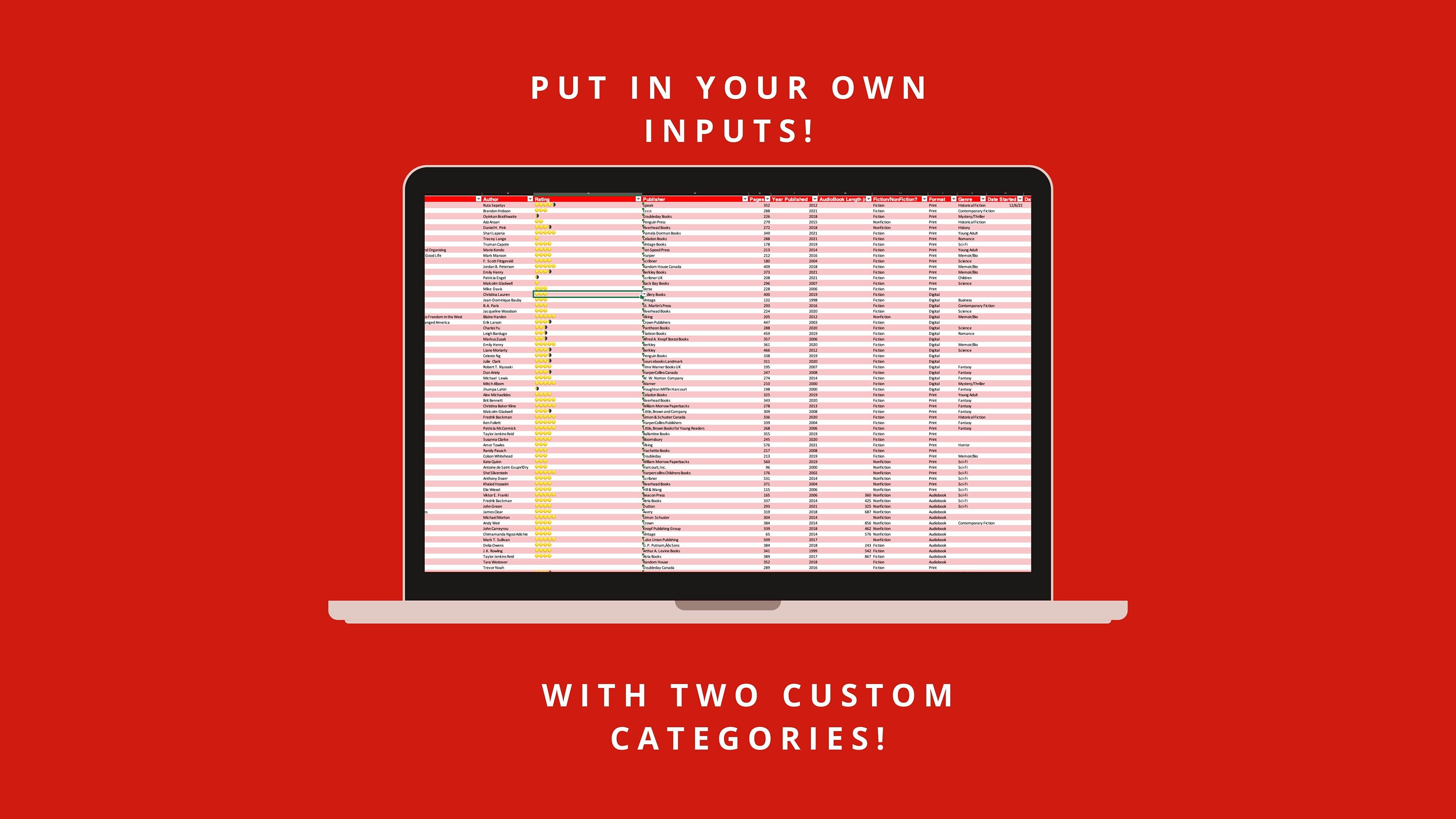 Colorful 2024 Annual Reading Tracker Spreadsheet, Book Track ...
