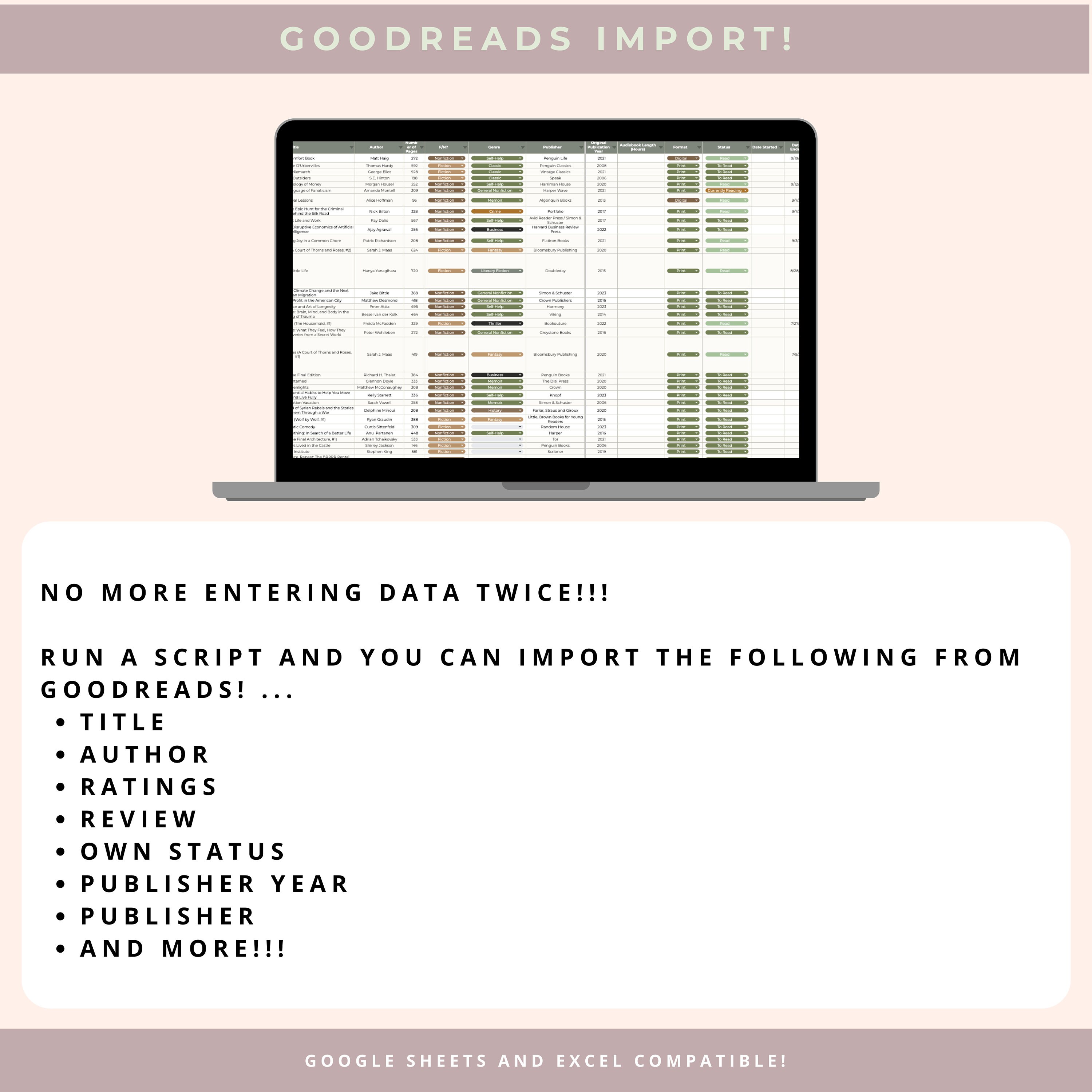 UPDATED 2024/all Time Reading Tracker Spreadsheet, Book Track ...