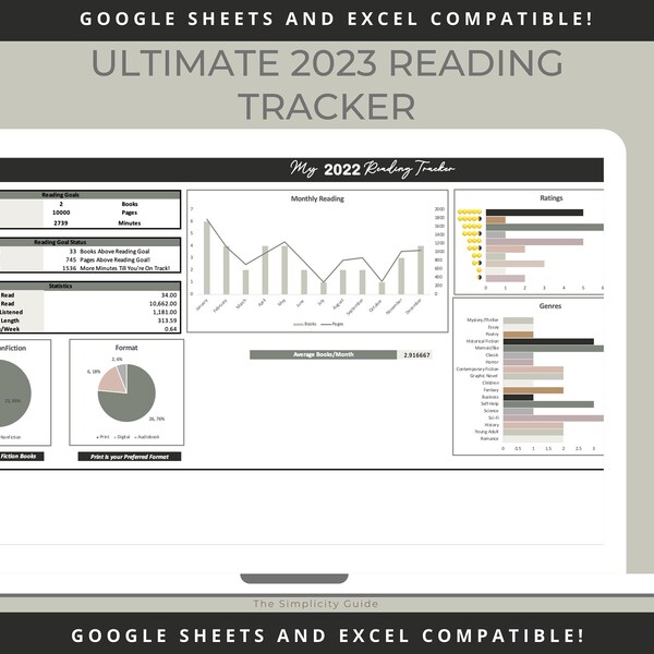 Reading Tracker Google Spreadsheet - Etsy