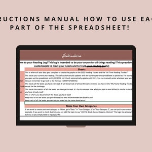 Annual Reading Tracker Spreadsheet Reading Journal Book Journal, Owned ...