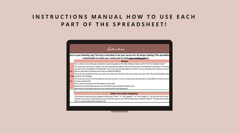 Annual Reading Tracker Spreadsheet Reading Journal Book Journal, Owned ...