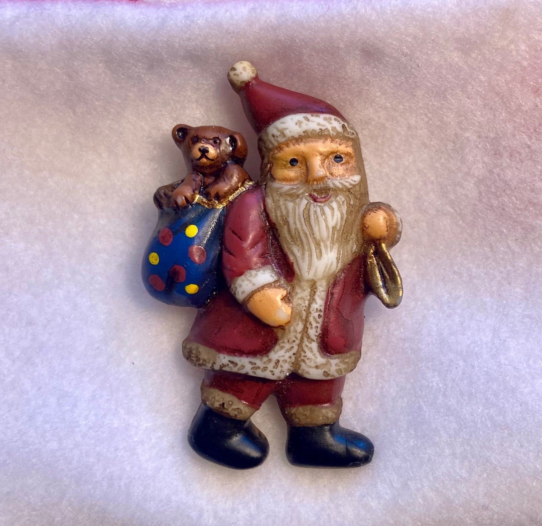 Vintage 1993 Santa Claus With Toy Bag Lapel Pin / Holiday Pin / Santa ...