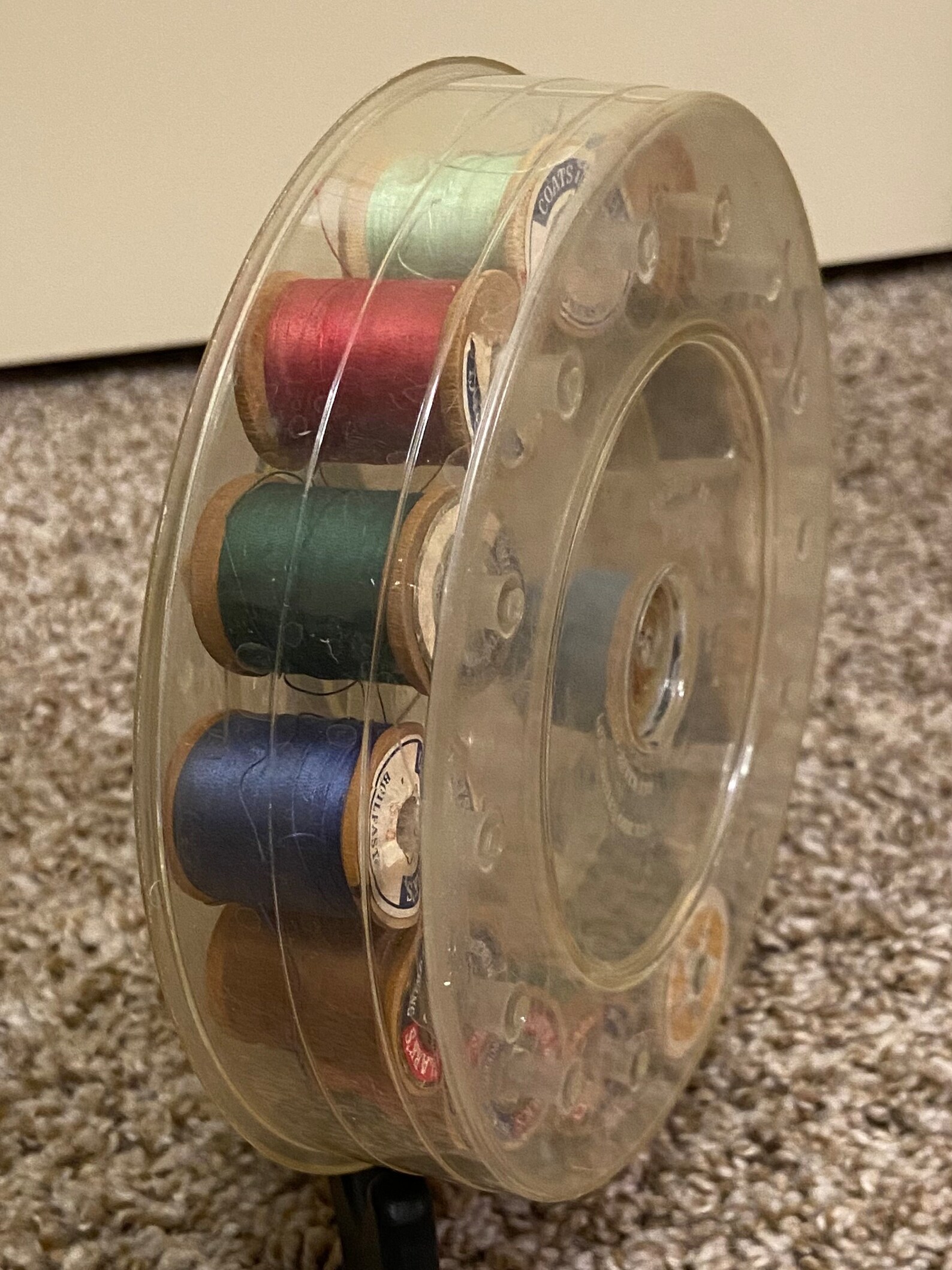Vintage Wooden Spool Round Plastic Holder - Etsy