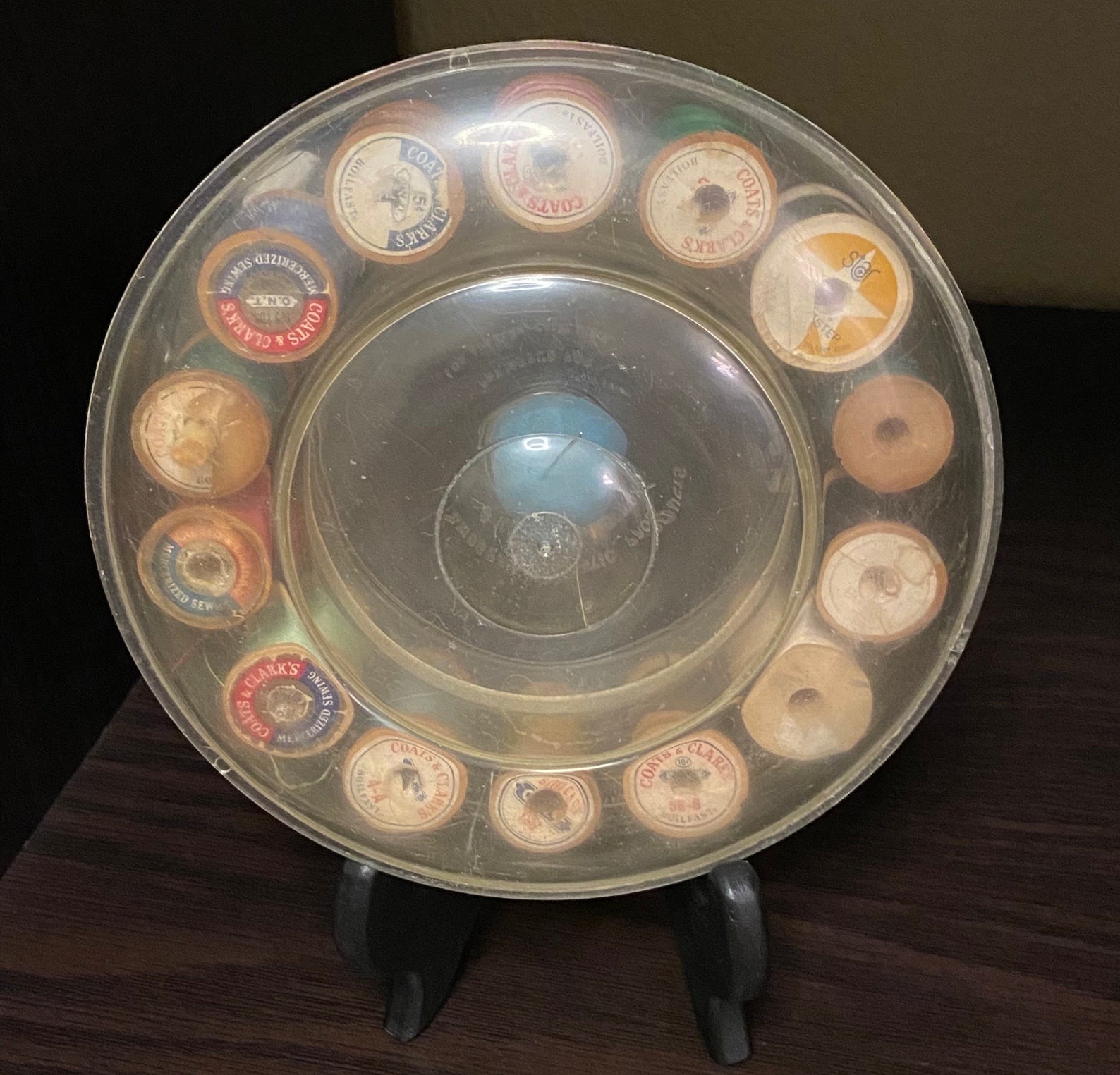 Vintage Wooden Spool Round Plastic Holder - Etsy
