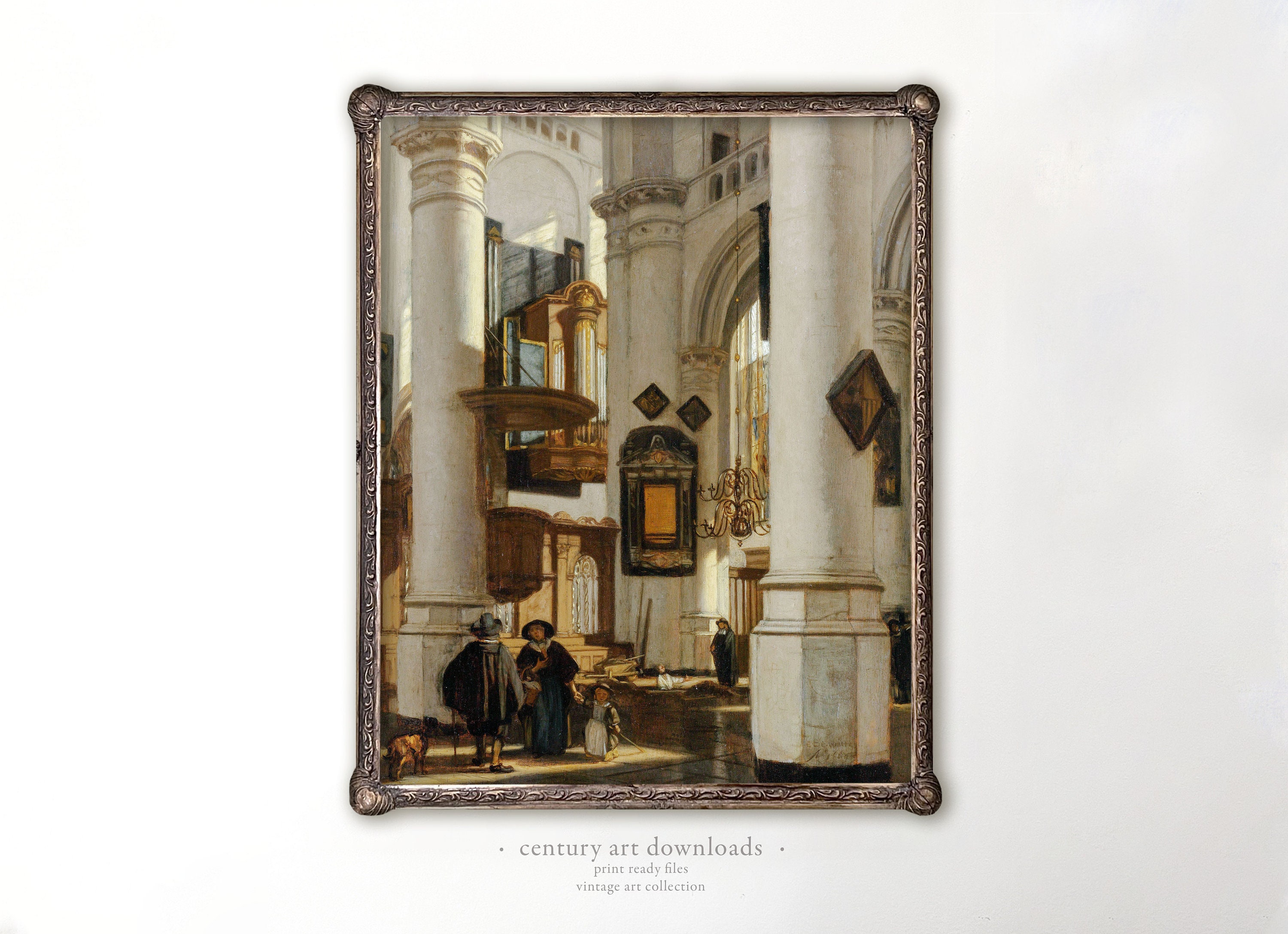 Vintage Printable Art Download | Interior of a Protestant Gothic Church ...