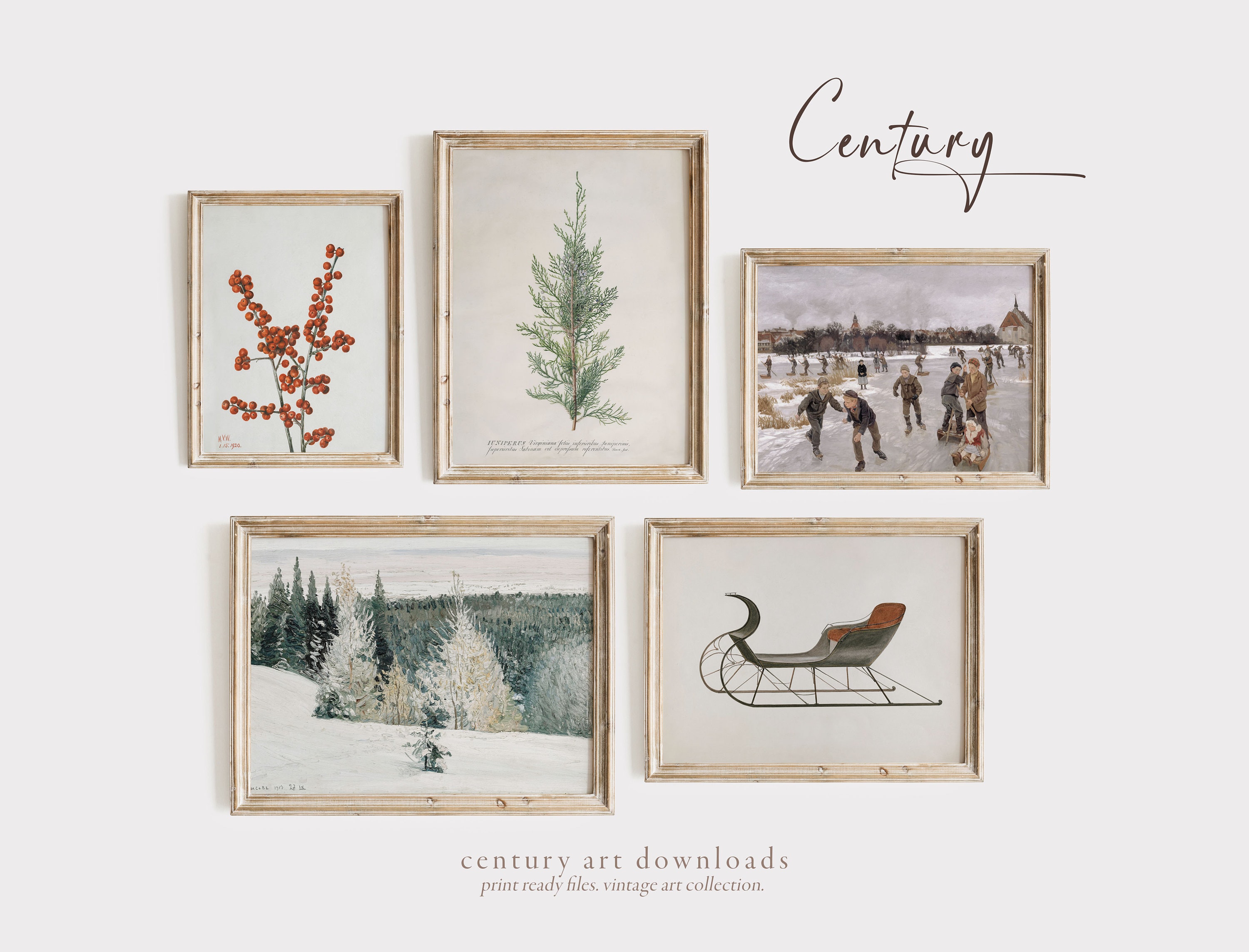 Vintage Christmas Printable Gallery Wall Bundle Antique Printable Wall ...