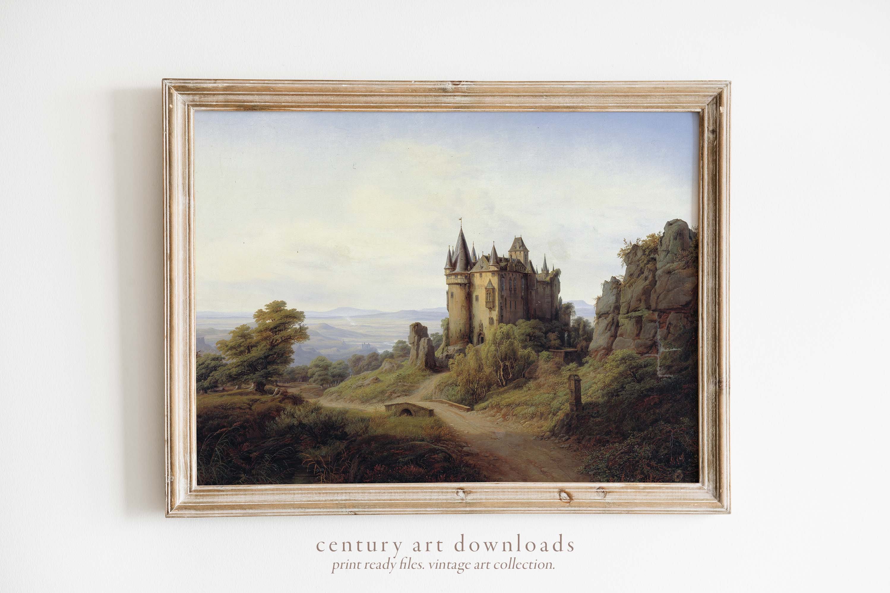 Medieval Castle in the Landscape | Vintage Printable Art Download ...