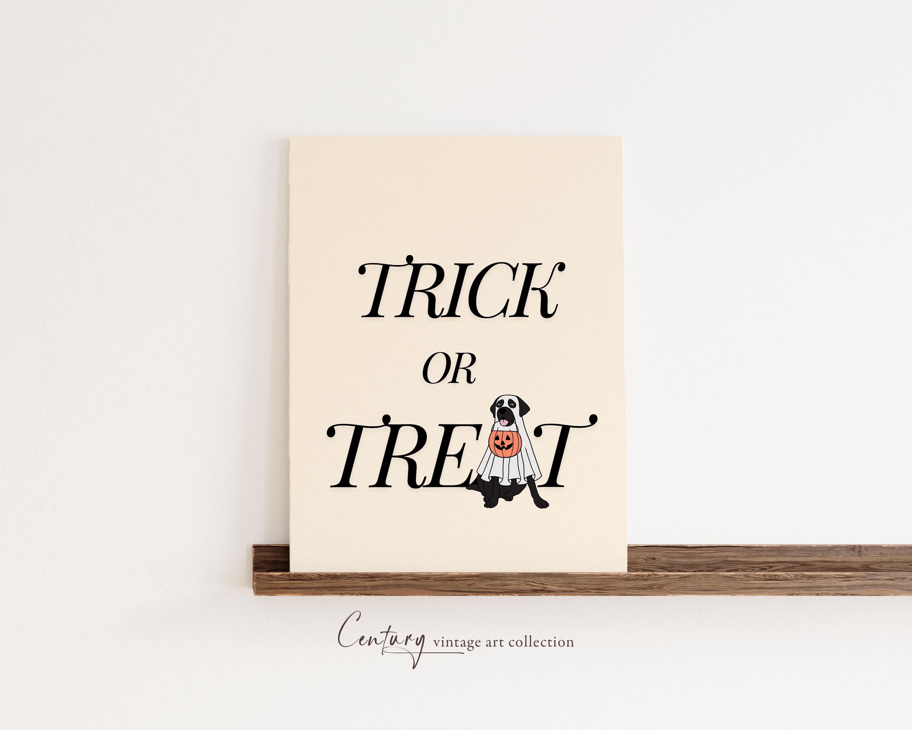 Dog Trick or Treat | Printable Art Download | Doggy Halloween Wall Art ...