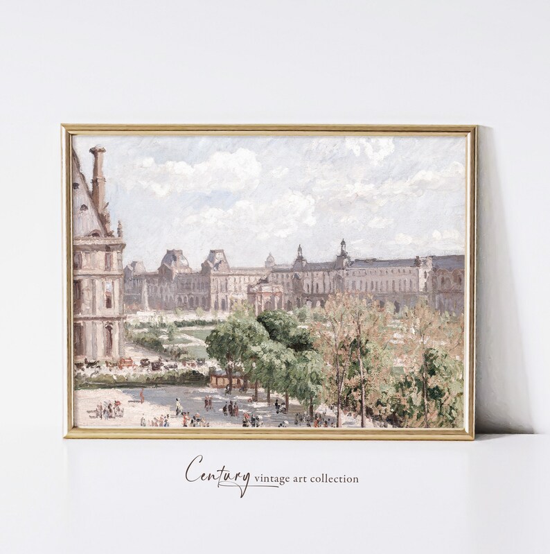 Paris City Scene | Vintage Printable Art Download | 19th Century Oil ...