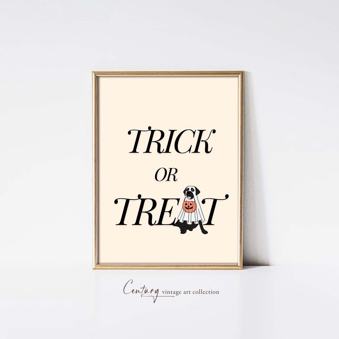 Dog Trick or Treat | Printable Art Download | Doggy Halloween Wall Art ...