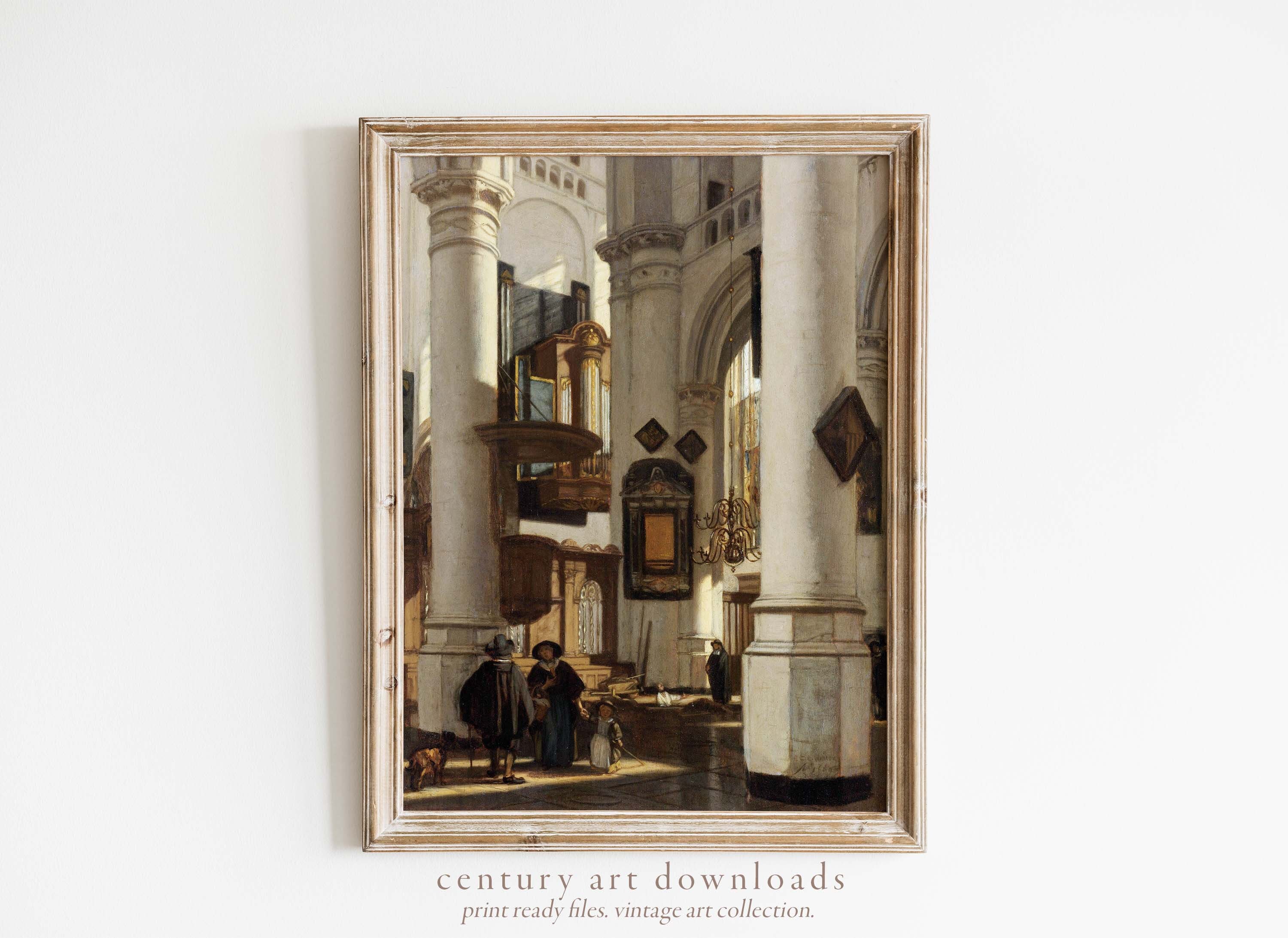 Vintage Printable Art Download | Interior of a Protestant Gothic Church ...